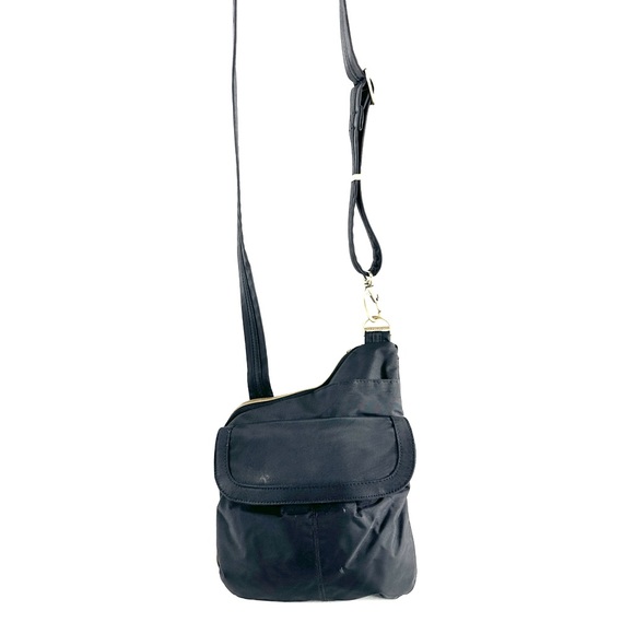 Travelon | Bags | Travelon Black Nylon Flap Crossbody Bag Purse ...